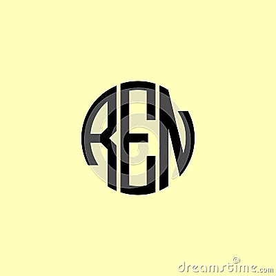 Creative Rounded Initial Letters REN Logo Cartoon Vector ...