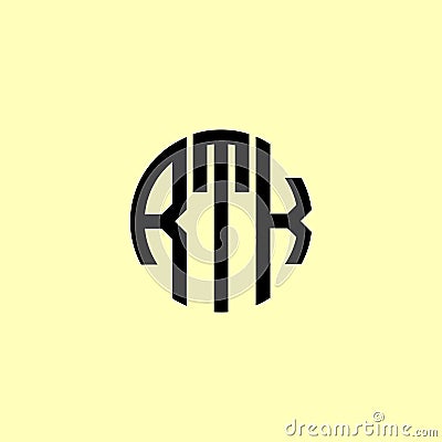 Creative Rounded Initial Letters RTK Logo Cartoon Vector ...