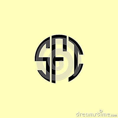 Creative Rounded Initial Letters SFI Logo Cartoon Vector ...
