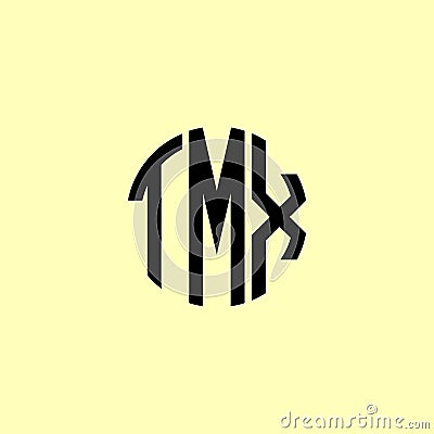 Creative Rounded Initial Letters TMX Logo Cartoon Vector ...