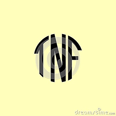 Creative Rounded Initial Letters TNF Logo Cartoon Vector ...