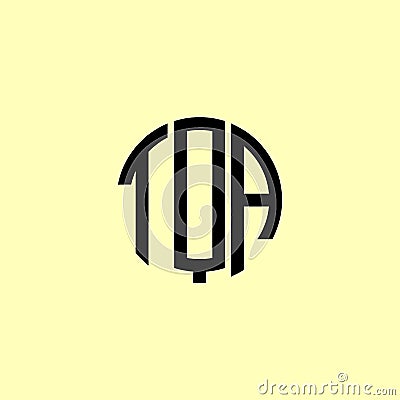 Creative Rounded Initial Letters TQA Logo Cartoon Vector ...