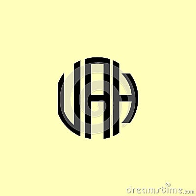 Creative Rounded Initial Letters UAH Logo Cartoon Vector ...