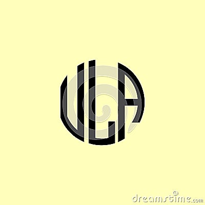 Creative Rounded Initial Letters ULA Logo Cartoon Vector ...