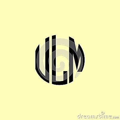 Creative Rounded Initial Letters ULM Logo Cartoon Vector ...