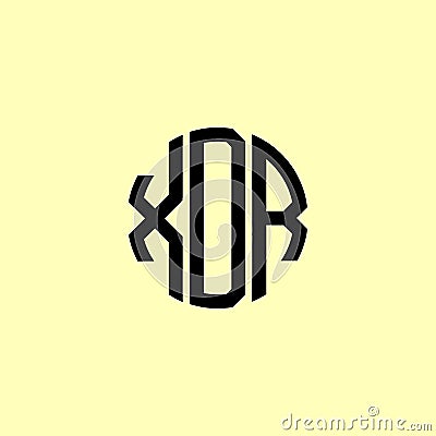 Creative Rounded Initial Letters XOR Logo Cartoon Vector ...