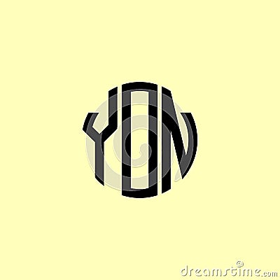 Creative Rounded Initial Letters YON Logo Cartoon Vector ...