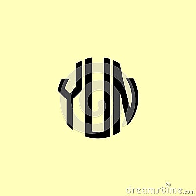 Creative Rounded Initial Letters YUN Logo Cartoon Vector ...