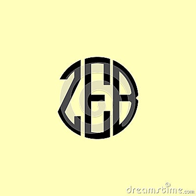 Creative Rounded Initial Letters ZEB Logo Cartoon Vector ...