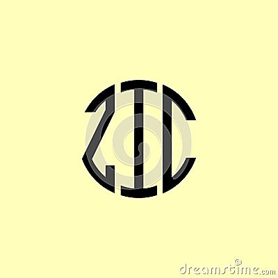 Creative Rounded Initial Letters ZIC Logo Cartoon Vector ...