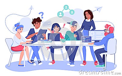 Creative Team Brainstorming, Sharing Thought Idea Vector Illustration ...