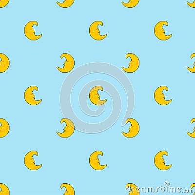 Crescent Face Pixel Art Pattern Seamless. 8 Bit Moon With Face ...