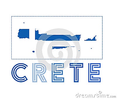 Crete Logo. Map Of Crete With Island Name And. Cartoon Vector ...