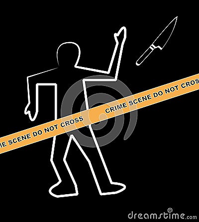Crime Scene With Knife Cartoon Vector | CartoonDealer.com #4966905