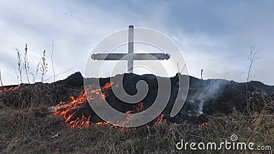 Cross and fire, wildfire, stock footage. Video of mystic - 141583448