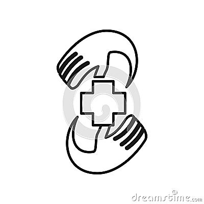 Cross Hand Rotation Commitment Teamwork Together Outline Logo Cartoon Vector | CartoonDealer.com ...