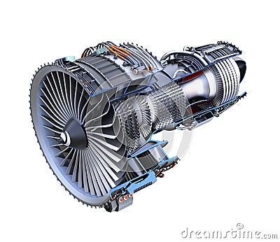 Cross Section Of Turbofan Jet Engine Isolated On White Background Stock ...