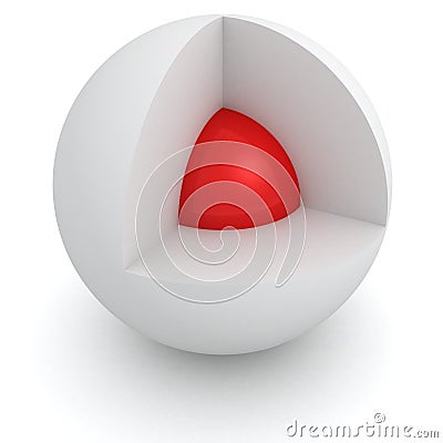 Cross Section Of White Sphere With Red Core Inside Royalty Free Stock ...