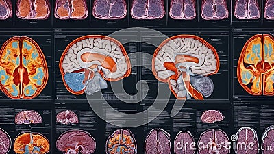 A Cross-sectional View Of An MRI Brain Scan. The MRI Brain Scan Shows ...