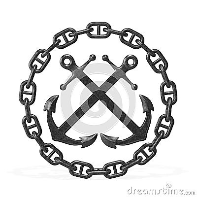 Crossed Anchors Round Chain Frame 3d Rendering Stock Photography ...