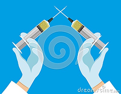 Crossed Syringes In Hands. Vector Illustration | CartoonDealer.com ...