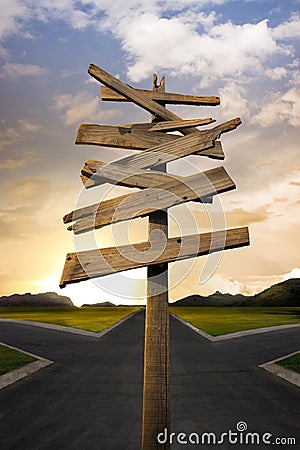 Crossroads With Confusing Directional Arrow Sign Royalty Free Stock ...