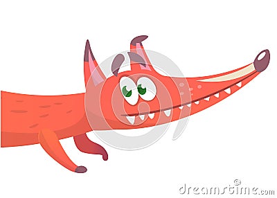 Crouching Fox On White Background Vector Illustration In Cartoon Style ...