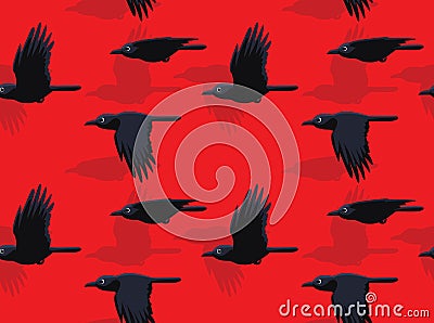 Crow Flying Cartoon Vector Illustration Seamless Pattern Wallpaper-01 ...