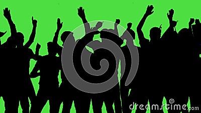 Crowd of Fans Dancing on Green Screen. Concert, Jumping, Dancing, Hands ...