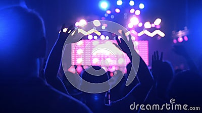 The Crowd of Shadows of People Dancing at the Concert Stock Footage ...