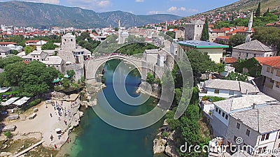Crowd Watching People Jumping of the Bridge in Mostar Stock Video ...