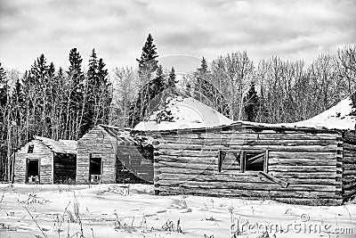 Crumbling Sheds And A Cabin Royalty-Free Stock Photography ...