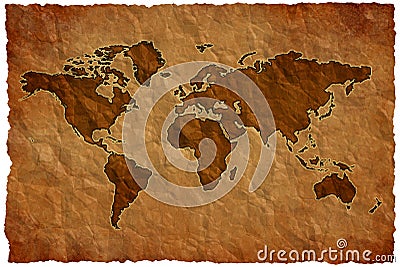 Crumple Paper World Map Stock Image | CartoonDealer.com #26392489