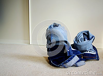 Crumpled Jeans On The Floor Stock Photo - Image: 7197170