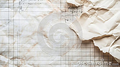 Crumpled Paper Overlaid On Gridded Paper With Handwritten Notes Royalty ...