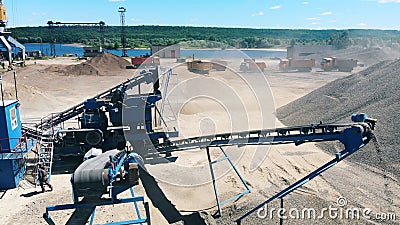 Crusher Works with Rubble at Extraction Site. Rock Stone Crushing ...