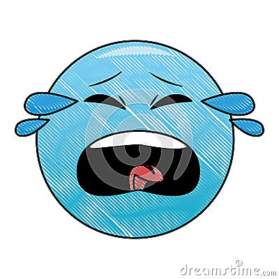 Crying Chat Emoticon Scribble Cartoon Vector | CartoonDealer.com #126273531