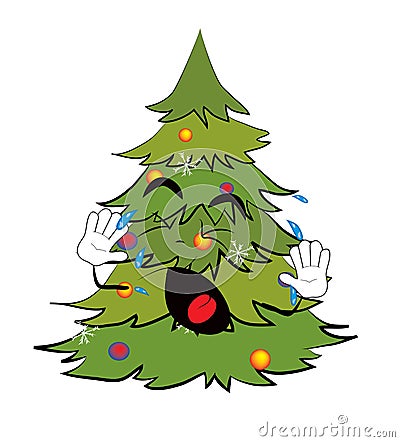 Crying Christmas Tree Cartoon Royalty-Free Illustration | CartoonDealer ...