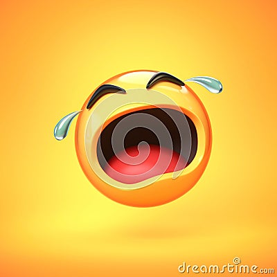 Crying Emoji Isolated On Yellow Background, Emoticon In Tears 3d ...