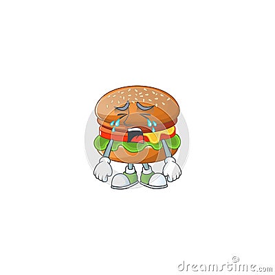 A Crying Face Of Hamburger Cartoon Character Design | CartoonDealer.com ...