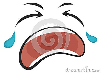 Crying Loud Emoji. Tearful Face Comic Expression Cartoon Vector ...