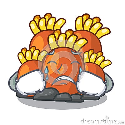 Crying Orange Coral Reef Cartoon In Sea Vector Illustration ...