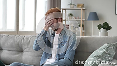 Crying Sad Beard Man Lying in Bed Stock Video - Video of bedroom ...