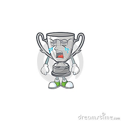 Crying Silver Trophy Isolated With The Character Cartoon Vector ...