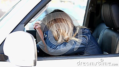 Crying woman driver stock footage. Video of hands, driver - 144730168
