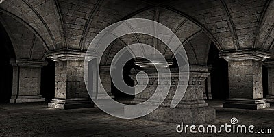 Dark Crypt with a Creepy Altar Stock Illustration - Illustration of ...