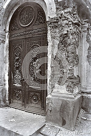 Crypt In The Cemetery. Wrought Iron Gates Royalty-Free Stock ...