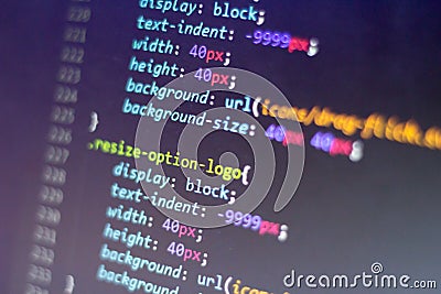 CSS Style Code. Computer Programming Source Code. Abstract Screen Of Web Developer. Digital ...