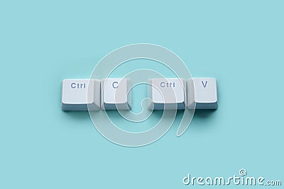 Ctrl C, Ctrl V Keyboard Buttons, Copy And Paste Key Shortcut On A Blue ...