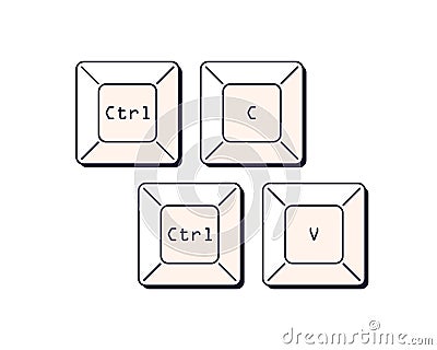 Ctrl C And V, Keyboard Buttons. Control Keys, Shortcut Commands For Copy Paste. Keypad ...